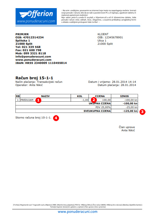 Izrada računa za avans (predujam) i finalnog računa po obavljenoj isporuci – Izračunko